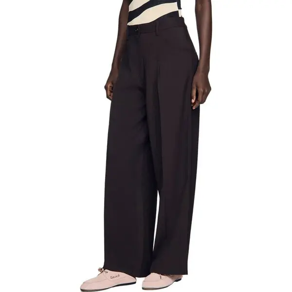 Sandro High-waisted Wide-leg Trousers