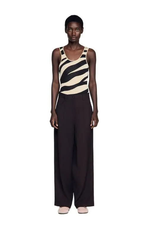 Sandro High-waisted Wide-leg Trousers