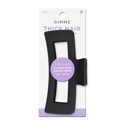 GIMME BEAUTY Xl Rectangle Claw Clip For Thick Hair - Black