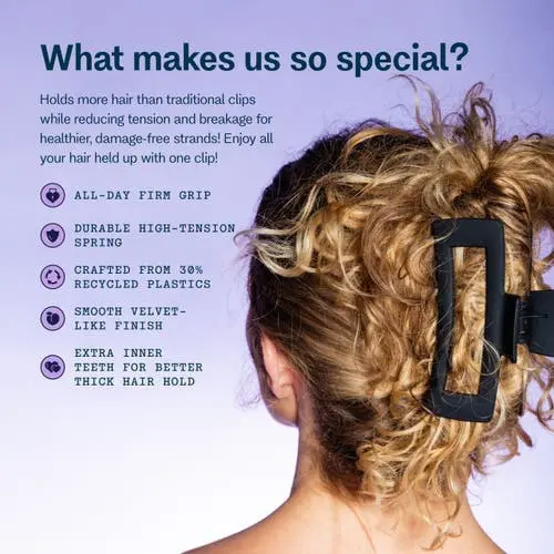 GIMME BEAUTY Xl Rectangle Claw Clip For Thick Hair - Black