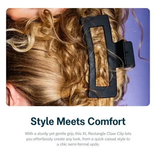 GIMME BEAUTY Xl Rectangle Claw Clip For Thick Hair - Black