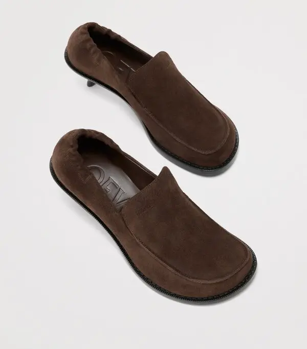 Loewe Suede Heeled Loafers