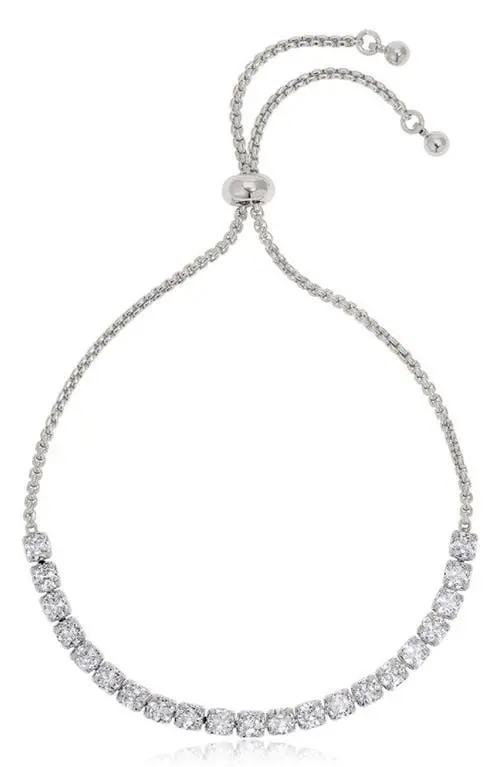 Ettika Adjustable Cubic Zirconia Tennis Bracelet - Silver