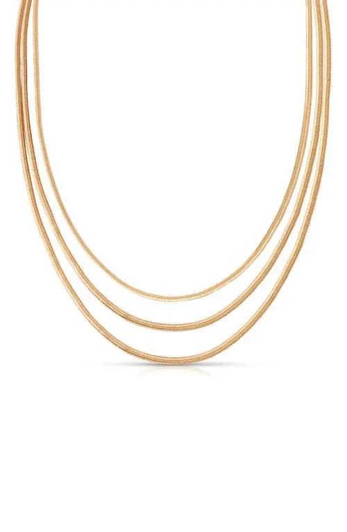 Ettika Triple Layered Snake Chain Necklace - Gold