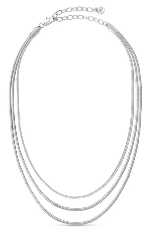 Ettika Triple Layered Snake Chain Necklace - Silver