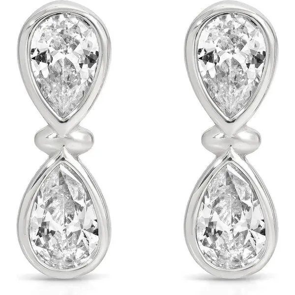 Ettika Infinity Crystal Drop Earrings - Silver