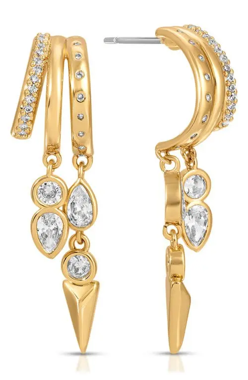 Ettika Icon Behavior Cubic Zirconia Drop Earrings - Gold
