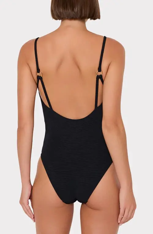 MILLY Grace Solid Textured One-piece Swimsuit - Black
