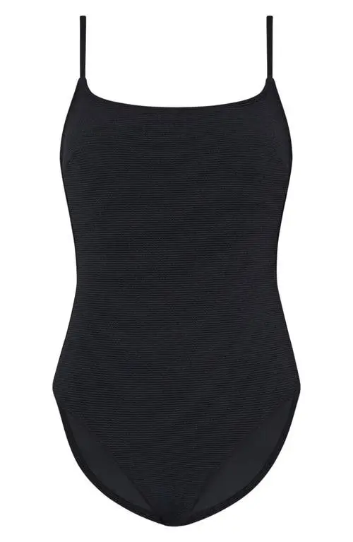 MILLY Grace Solid Textured One-piece Swimsuit - Black