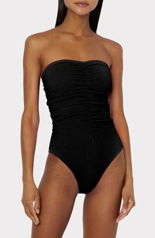 MILLY Textured Ruched One-piece Swimsuit - Black