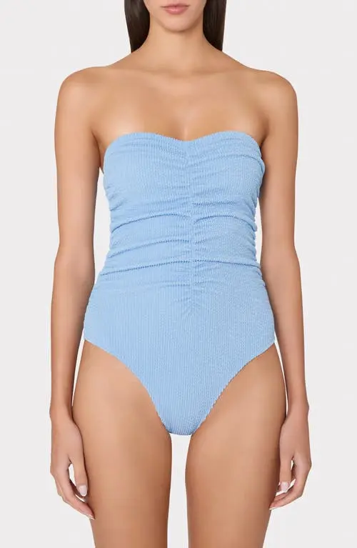 MILLY Textured Ruched One-piece Swimsuit - Light Blue