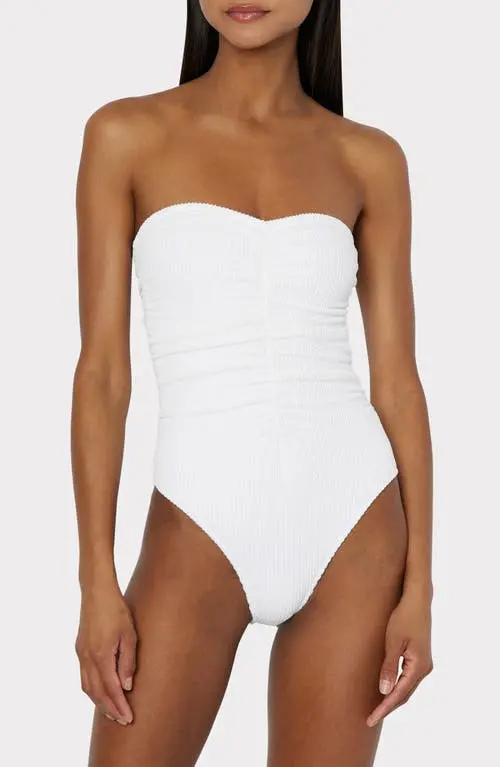 MILLY Textured Ruched One-piece Swimsuit - White