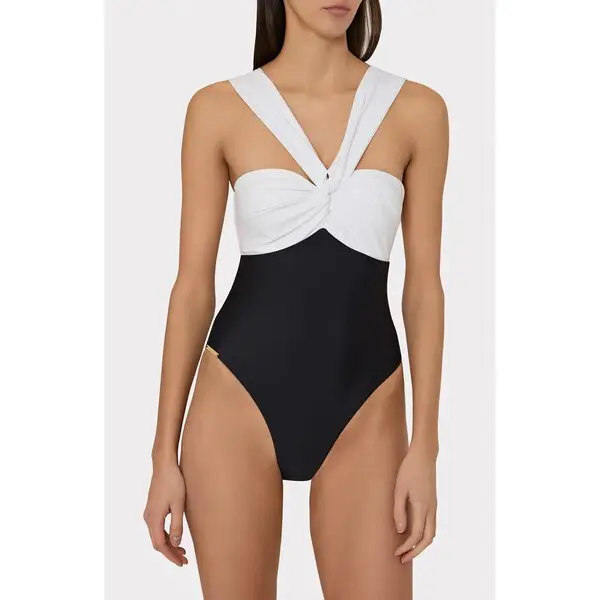 MILLY Betsy Colorblock One-piece Swimsuit - White/black