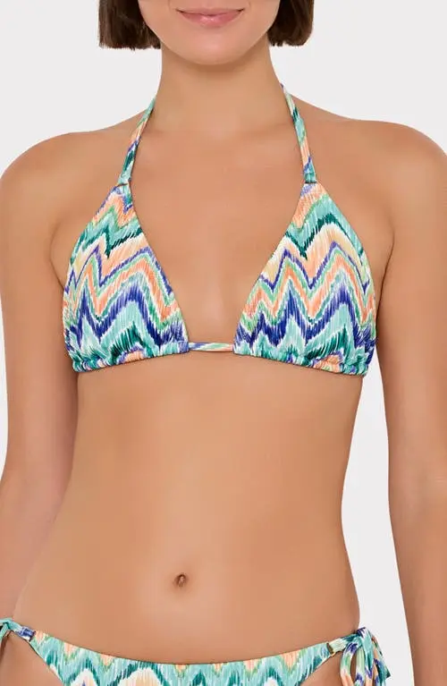 MILLY Tropical Chevron Stripe Triangle Bikini Top - Tropical Multi
