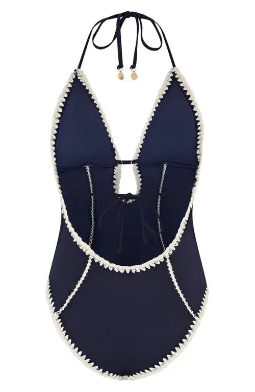 MILLY Cutout Crochet Trim One-piece Swimsuit