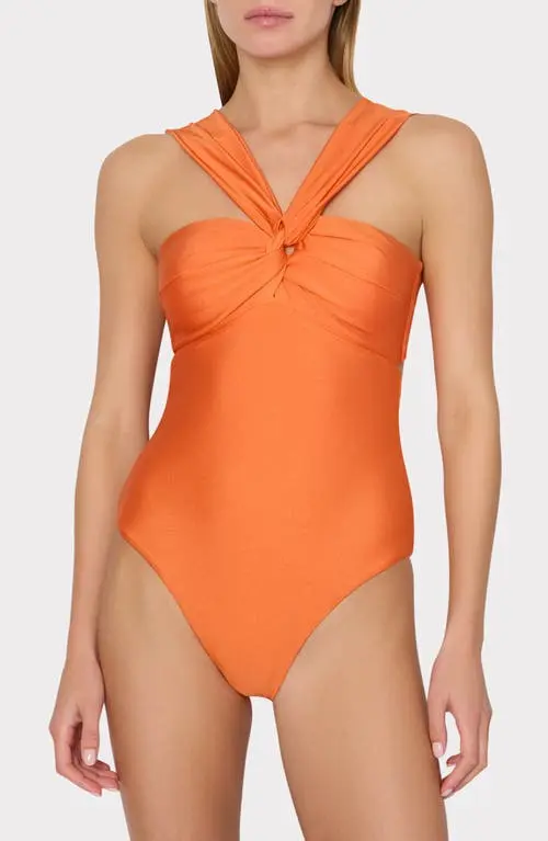 MILLY Betsy Gloss Bandeau One-piece Swimsuit - Orange