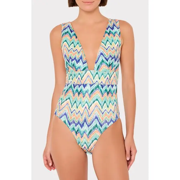 MILLY Tropical Chevron Print One-piece Swimsuit - Tropical Multi
