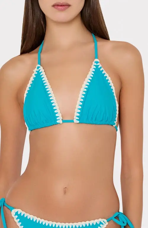 MILLY Whipstitch Triangle Bikini Top - Teal