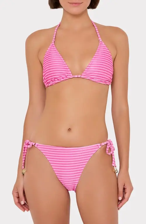 MILLY Metallic Stripe Triangle Bikini Top