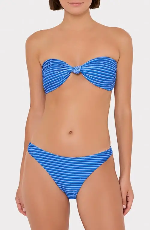 MILLY Margot Metallic Stripe Bikini Bottoms - Blue Multi