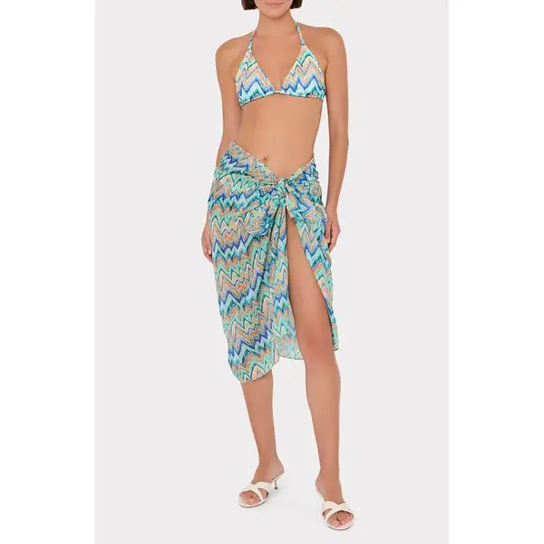 MILLY Tropical Chevron Print Cover-up Sarong - Tropical Multi