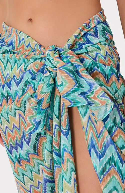MILLY Tropical Chevron Print Cover-up Sarong