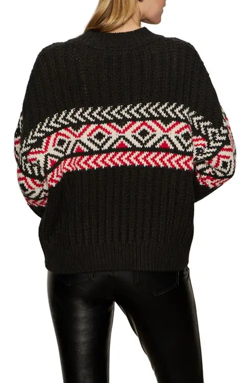 Sanctuary Intarsia Crewneck Sweater - Black/multi