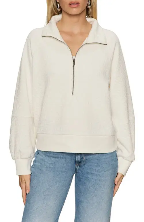 Sanctuary Textured Half-zip Sweatshirt - Chalk White
