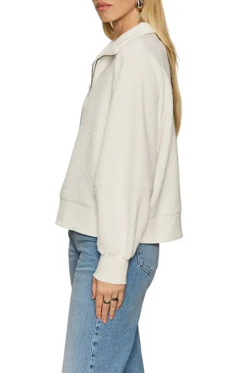 Sanctuary Textured Half-zip Sweatshirt - Chalk White