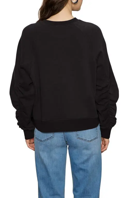 Sanctuary Gathered Sleeve Sweatshirt - Black