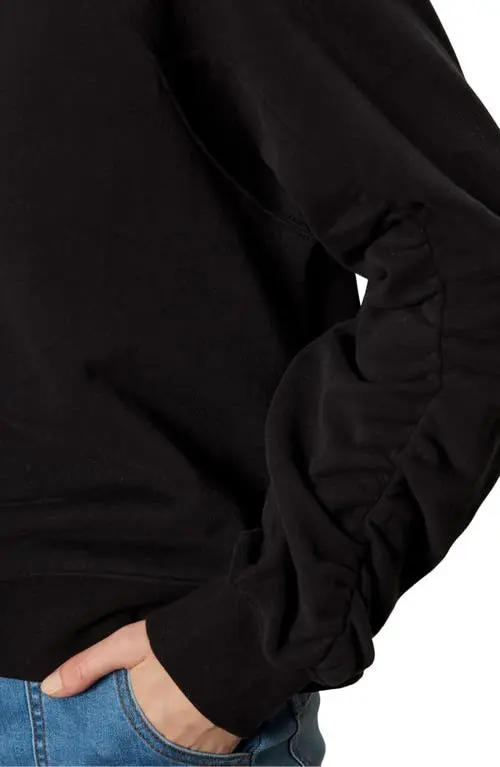 Sanctuary Gathered Sleeve Sweatshirt - Black