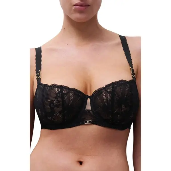 Chantelle Muse Underwire Lace Unlined Demi Bra - Black