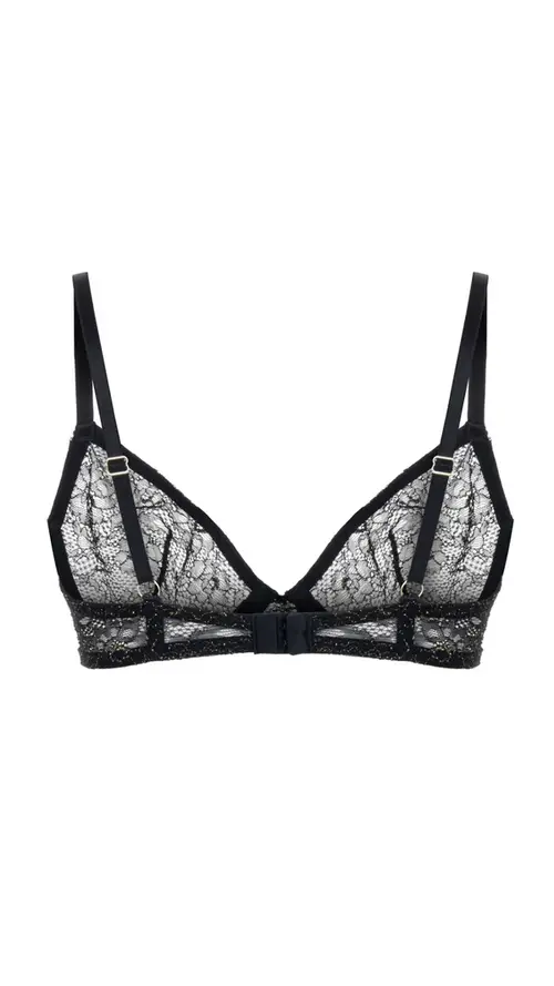 MERS SILK Shiny Shimmery Lace Balconette Bra Underwire Unlined Luxury Support
