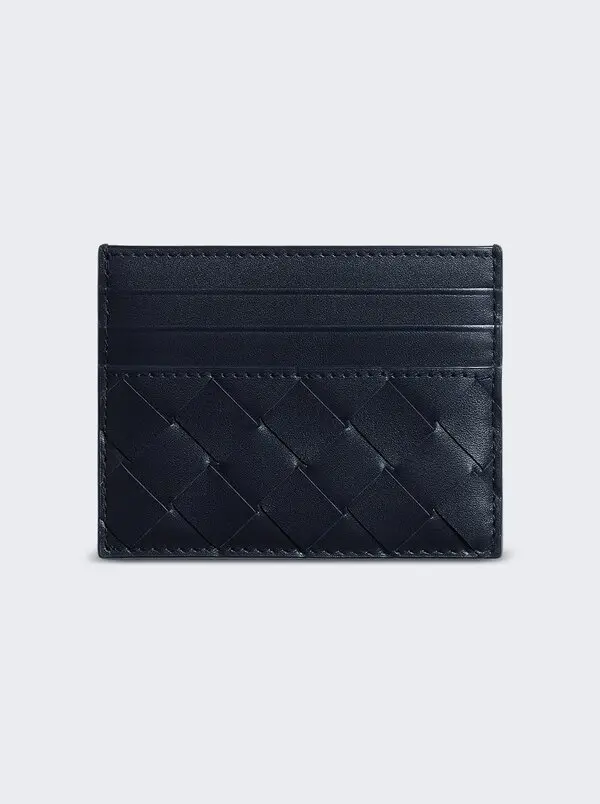 Bottega Veneta Intrecciato Credit Card Case Midnight And Basalt - Navy