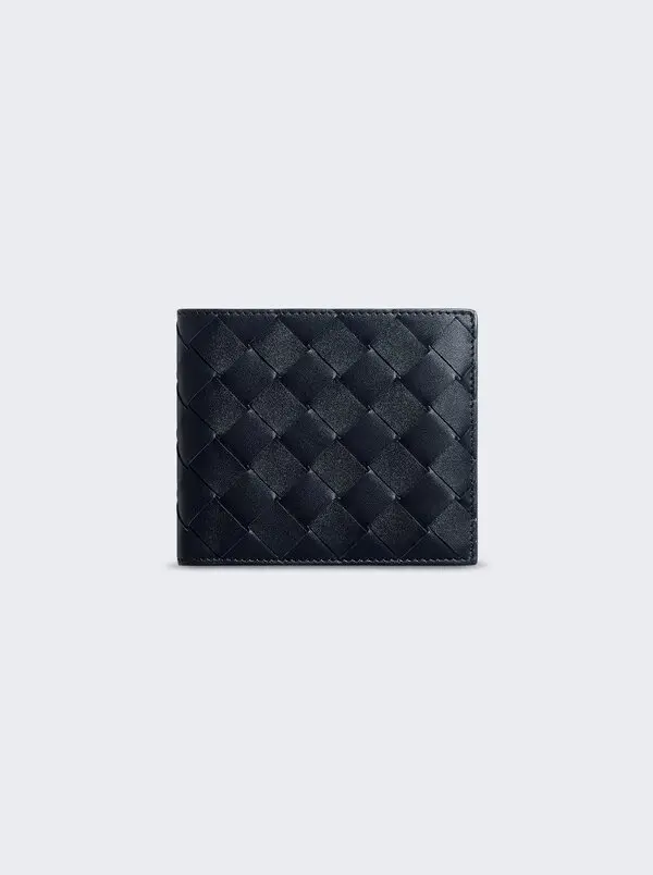 Bottega Veneta Intrecciato Bi-fold Wallet Midnight And Basalt - Navy