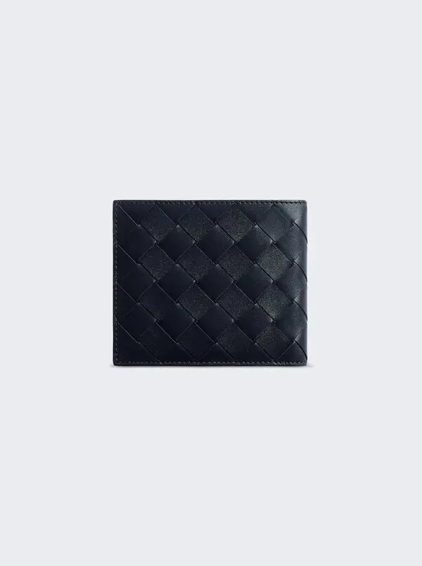 Bottega Veneta Intrecciato Bi-fold Wallet Midnight And Basalt