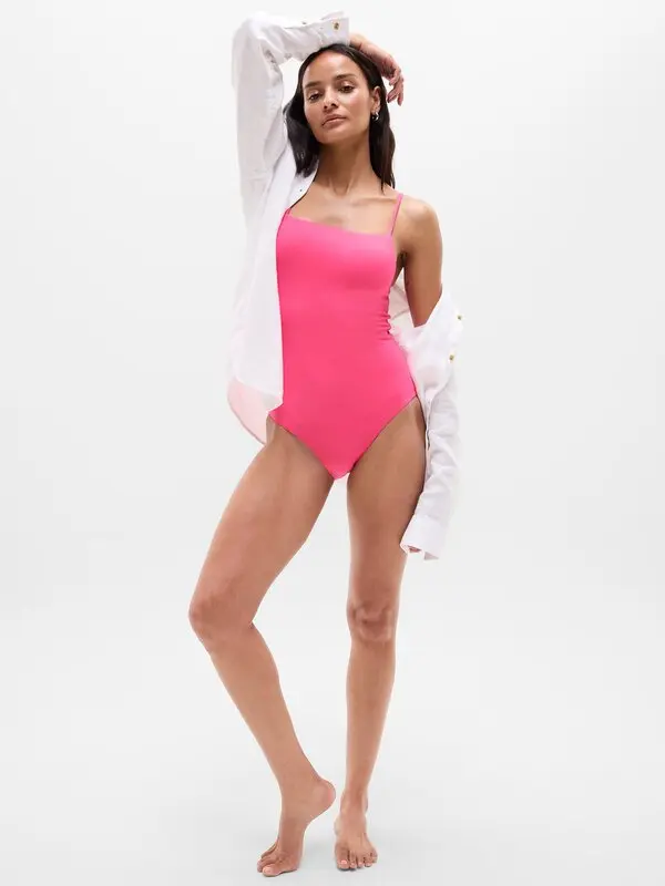 Athleta Straight Neck One Piece - Cerise