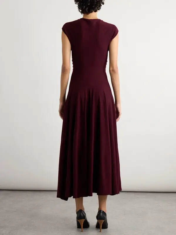 Alaïa Pleated Wool Midi Dress