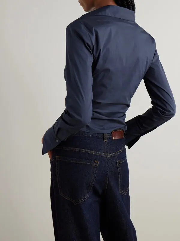 TWP Cropped Cotton-blend Poplin Wrap Shirt