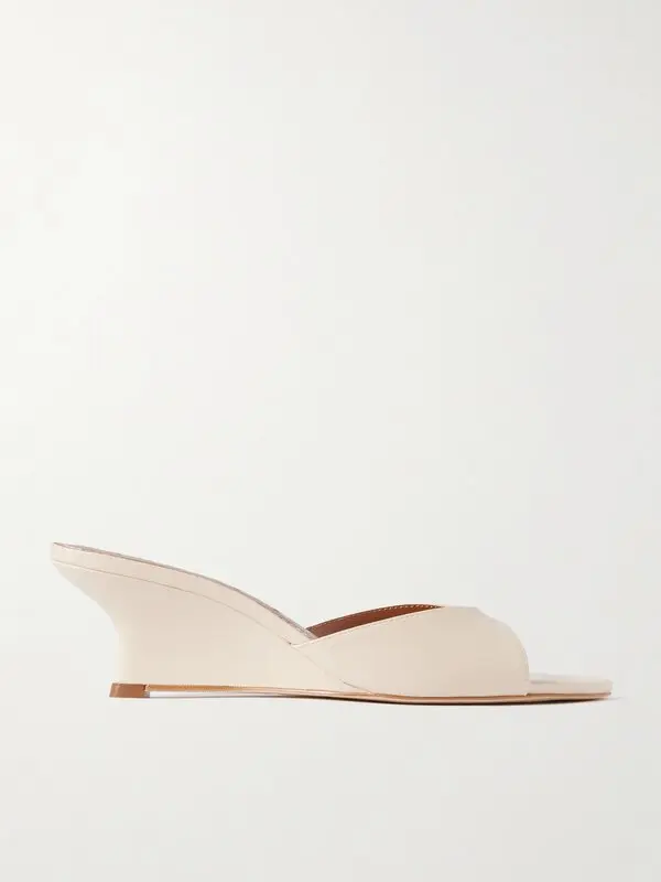 Staud Brigitte Leather Wedge Mules - Neutrals