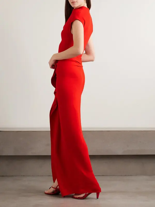 Tove Beth Ruffled Jersey Maxi Dress In Red - 40% Off | Editorialist