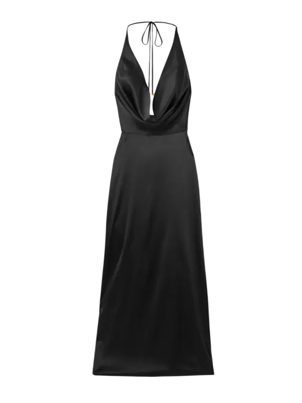 Eterne Carla Draped Halterneck Maxi Dress - Black