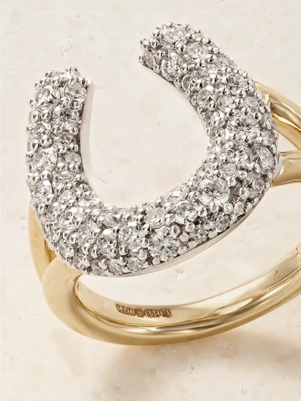 LUCY DELIUS 14-karat White And Yellow Diamond Horseshoe Ring
