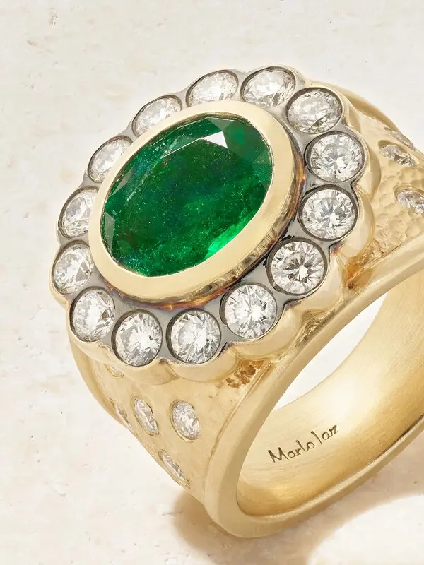 MARLO LAZ Alexandra 14-karat Emerald Diamond Ring