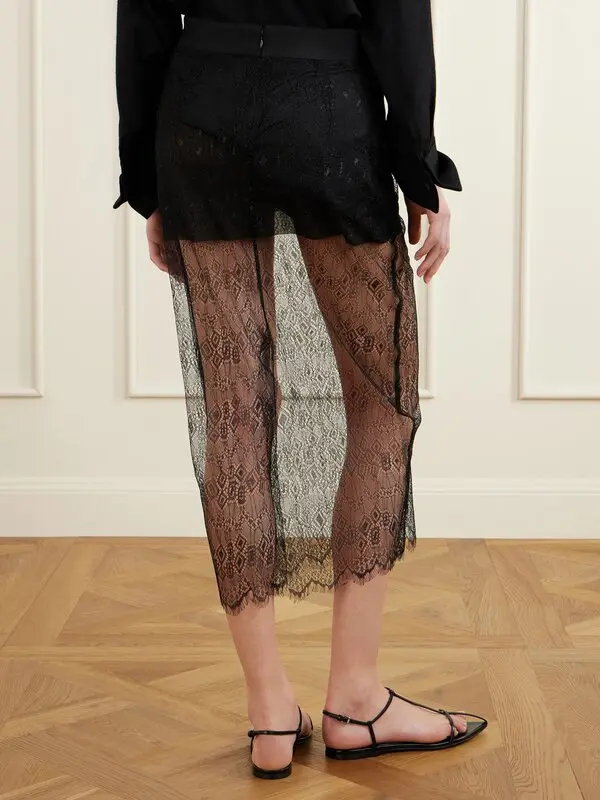 THE FRANKIE SHOP Alrose Metallic Lace Midi Skirt