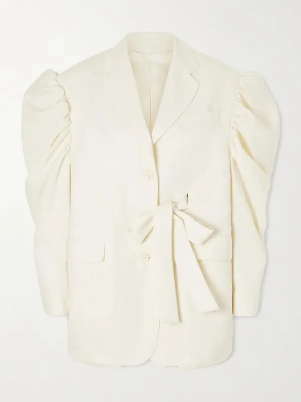 Simone Rocha Woven Open-back Blazer - Cream