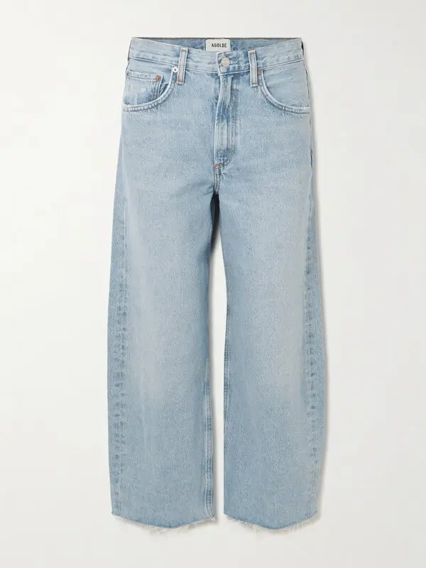 AGOLDE Low Curve Fray High-rise Wide-leg Jeans - Blue