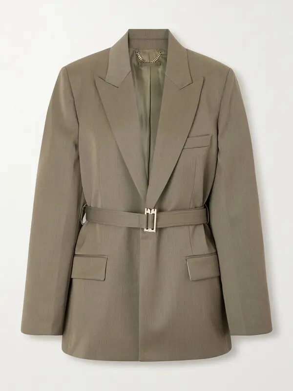 Victoria Beckham Belted Wool-blend Twill Blazer