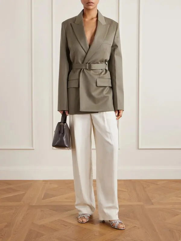 Victoria Beckham Belted Wool-blend Twill Blazer