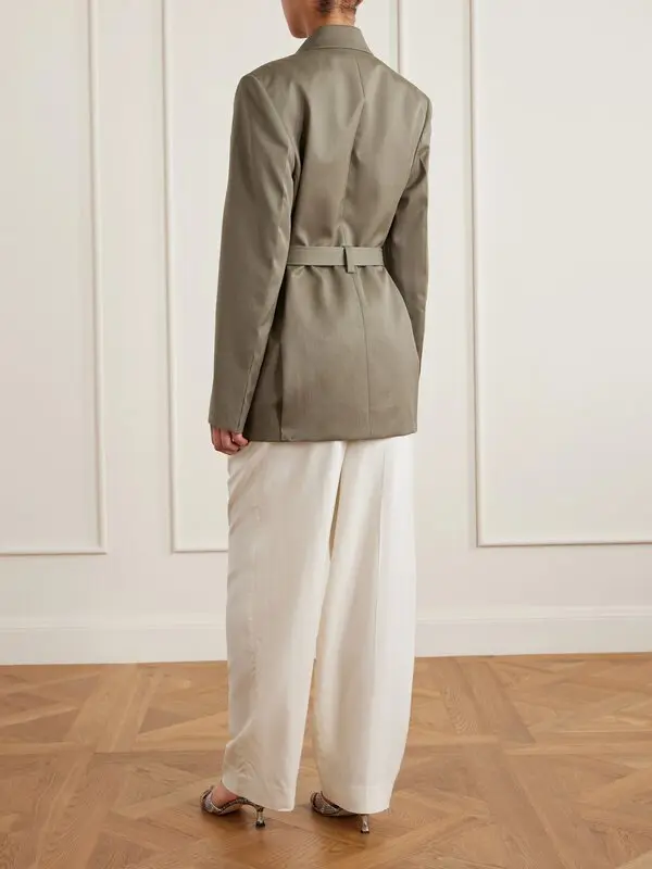 Victoria Beckham Belted Wool-blend Twill Blazer